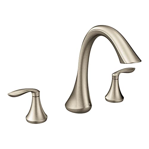 Moen Eva Brushed Nickel Transitional Two-Handle Deck Mount Roman Tub Faucet Trim Kit, Valve Required, T943BN