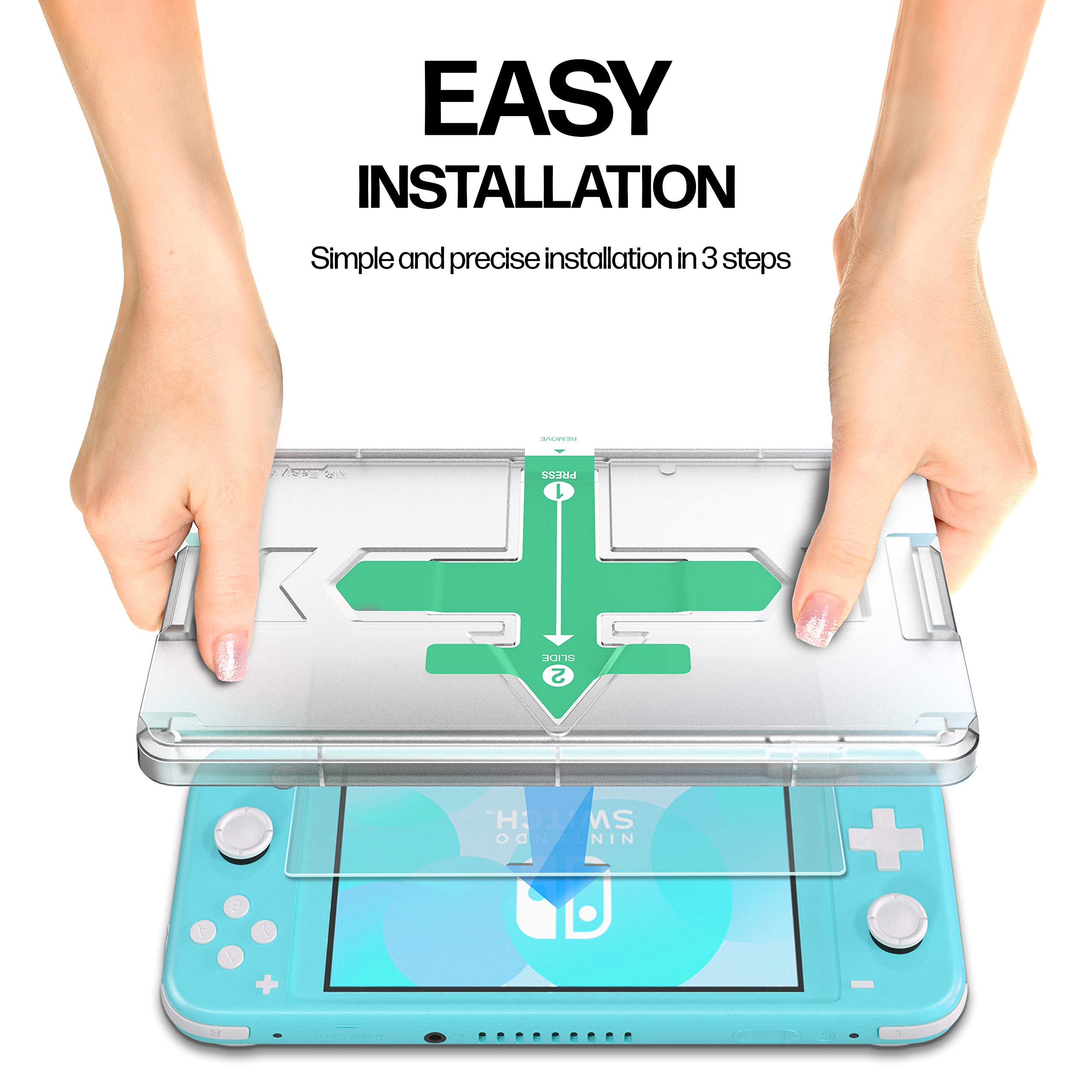 Power Theory Screen Protector for Nintendo Switch LITE [2-Pack] with Easy Install Kit [Premium Tempered Glass for Switch LITE Console]