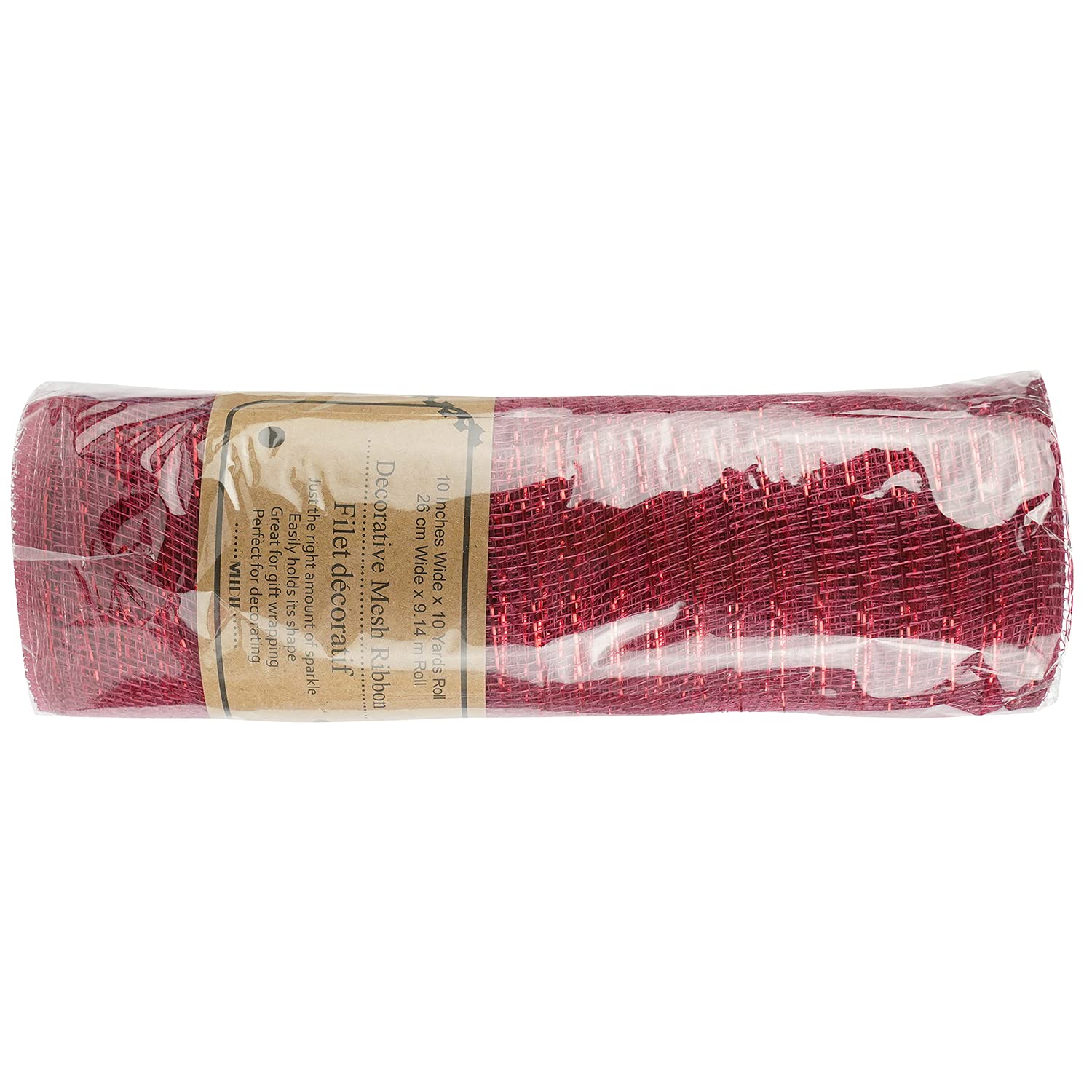 MEEDEE Burgundy Deco Mesh 10 Inch Burgundy Mesh Metallic Mesh Ribbon for Christmas Tree Maroon Deco Mesh Basic Mesh Ribbon for Wreaths Garland Staircase Mailbox Swag Centerpiece Decorating (30 Feet)