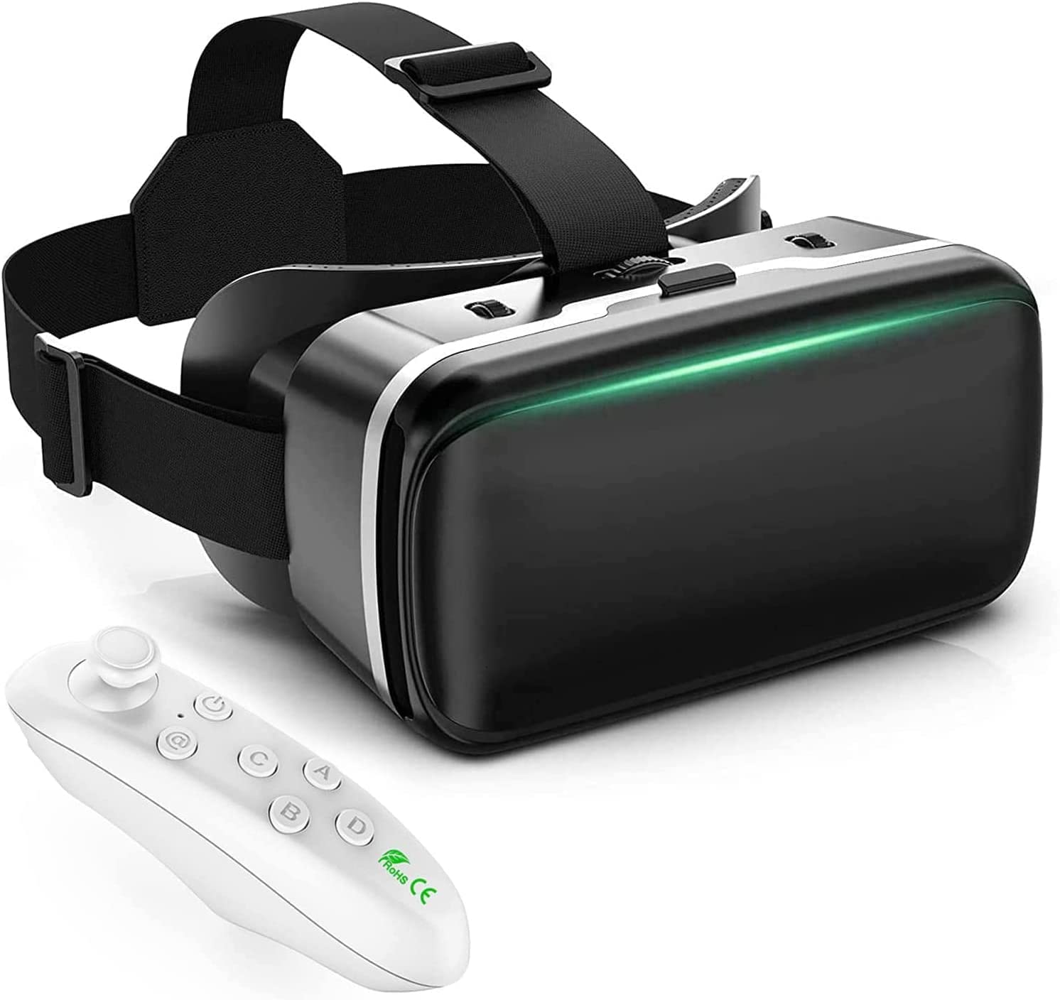 VR Headset Virtual Reality VR 3D Glasses Virtual Reality Goggles, Controller, Adjustable VR Glasses Support 4.6-7 Inches [with Gamepad]
