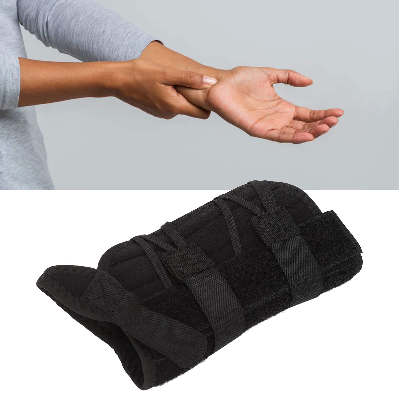 Splint Wrist Brace Support, Hook and Loop Carpal Tunnel Relief Breathable Aluminum Alloy Support Bar Drawstring Wrist Brace for Hand Injuries