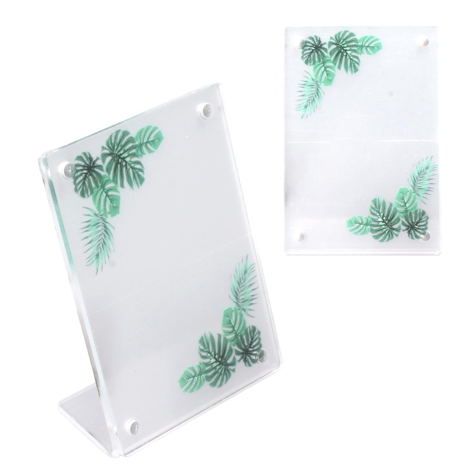Photo Frame, Clear Acrylic Desktop Photo Frame Simple Cleaning Magnetic Stable Placement for Home (Monstera Leaves)