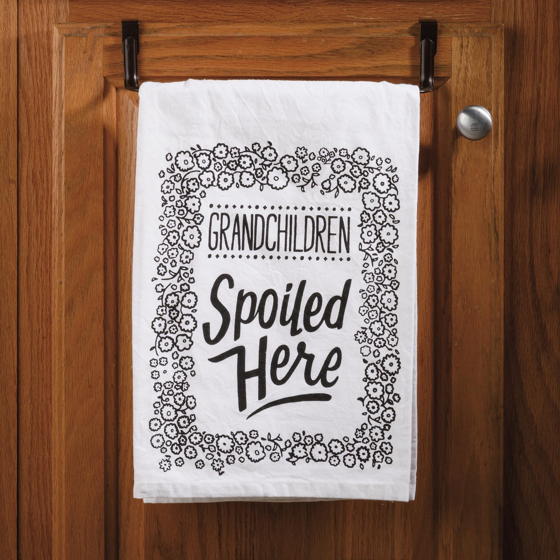 Primitives by Kathy Decorative Kitchen Towel - Grandchildren Spoiled Here, 28" x 28"