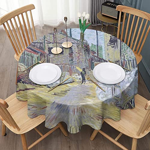 Round Waterproof Tablecloth Van-Gogh-Factory-at-Asnieres- for Kitchen Dining/Party/Wedding Use Washable Table Cover