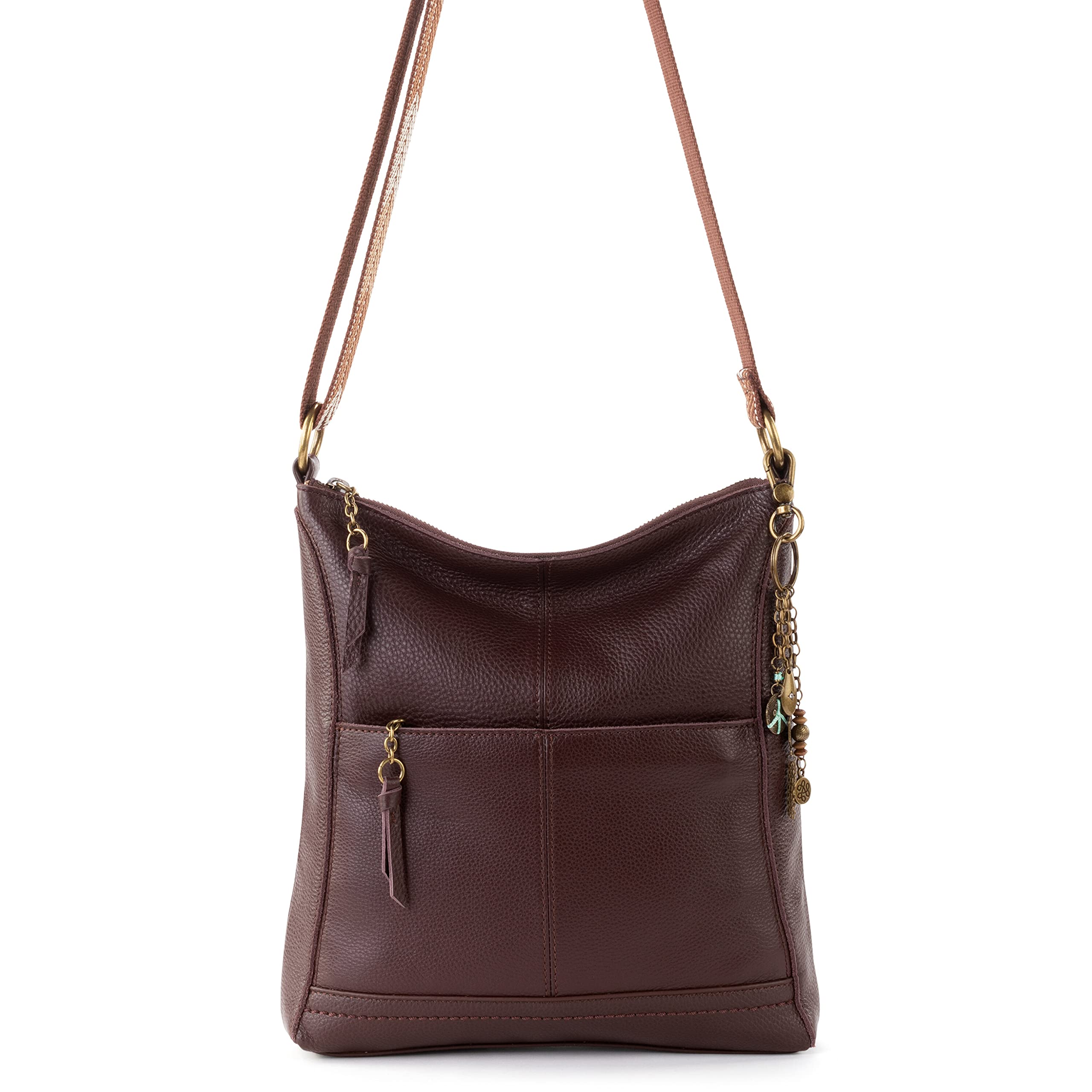 The Sak Lucia Crossbody Bag in Leather, Convertible Purse with Adjustable Strap, Mahogany