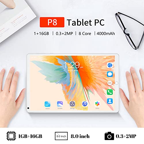 Yanvan Tablet Android 2022, 8 Inch HD Tablet WiFi Bluetooth Android Voice Call Game Tablet, IPS Screen, WiFi, 1GB RAM+16GB ROM, Front Rear Dual Cameras,4000mAh, Android 5.1 System