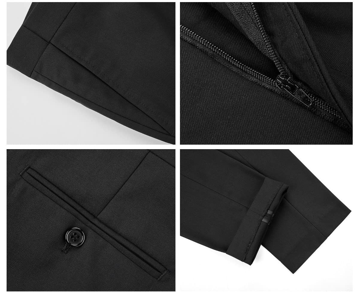 MAGE MALE Men's 2 Piece Floral Tuxedo Suit Paisley Shawl Lapel One Button Slim Fit Single Breasted Suit Jacket Pants Set Black