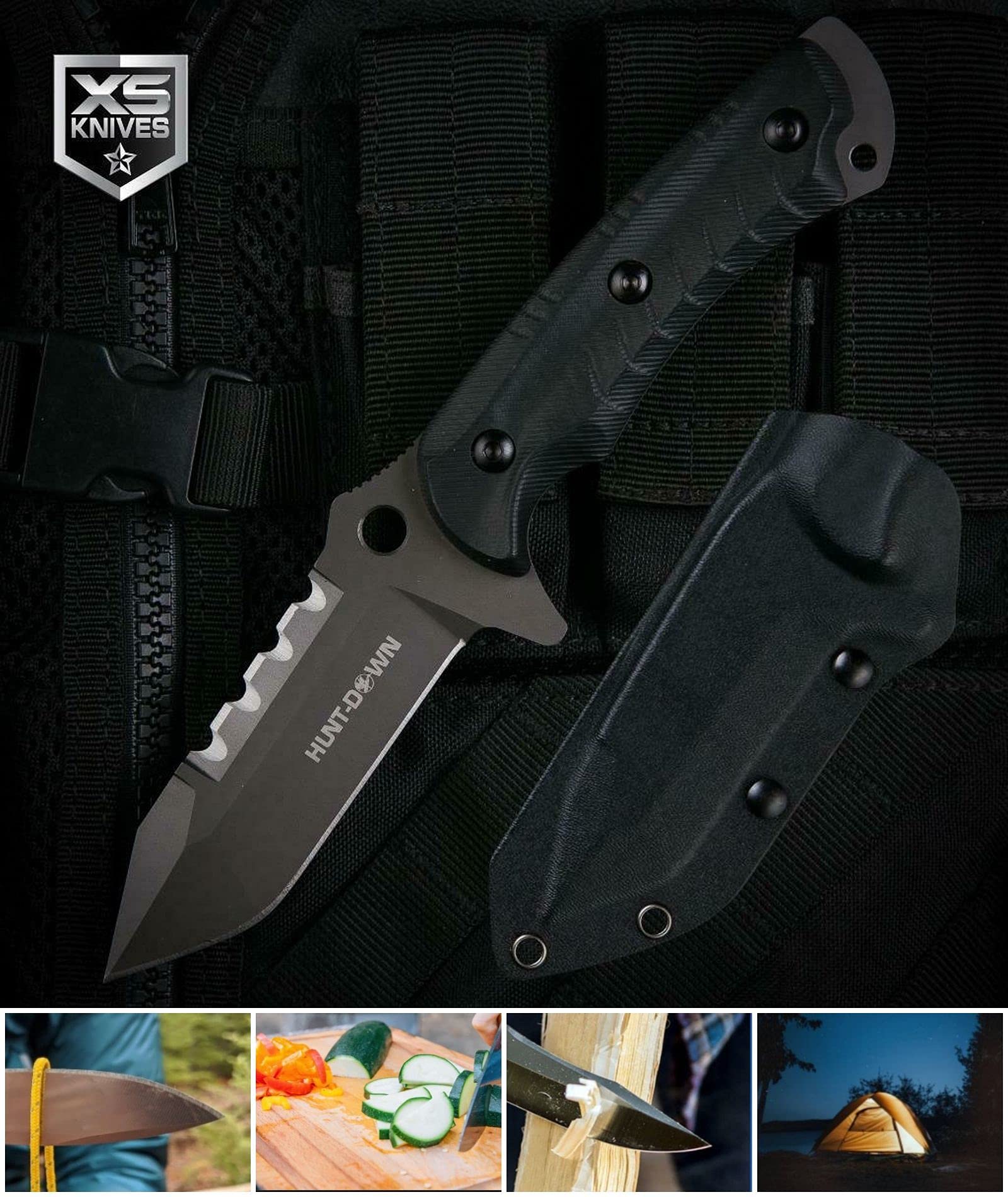 Tanto Survival Fixed Blade Hunting Knife G10 Handle Full Tang Quick Release Kydex Sheath by Survival Steel