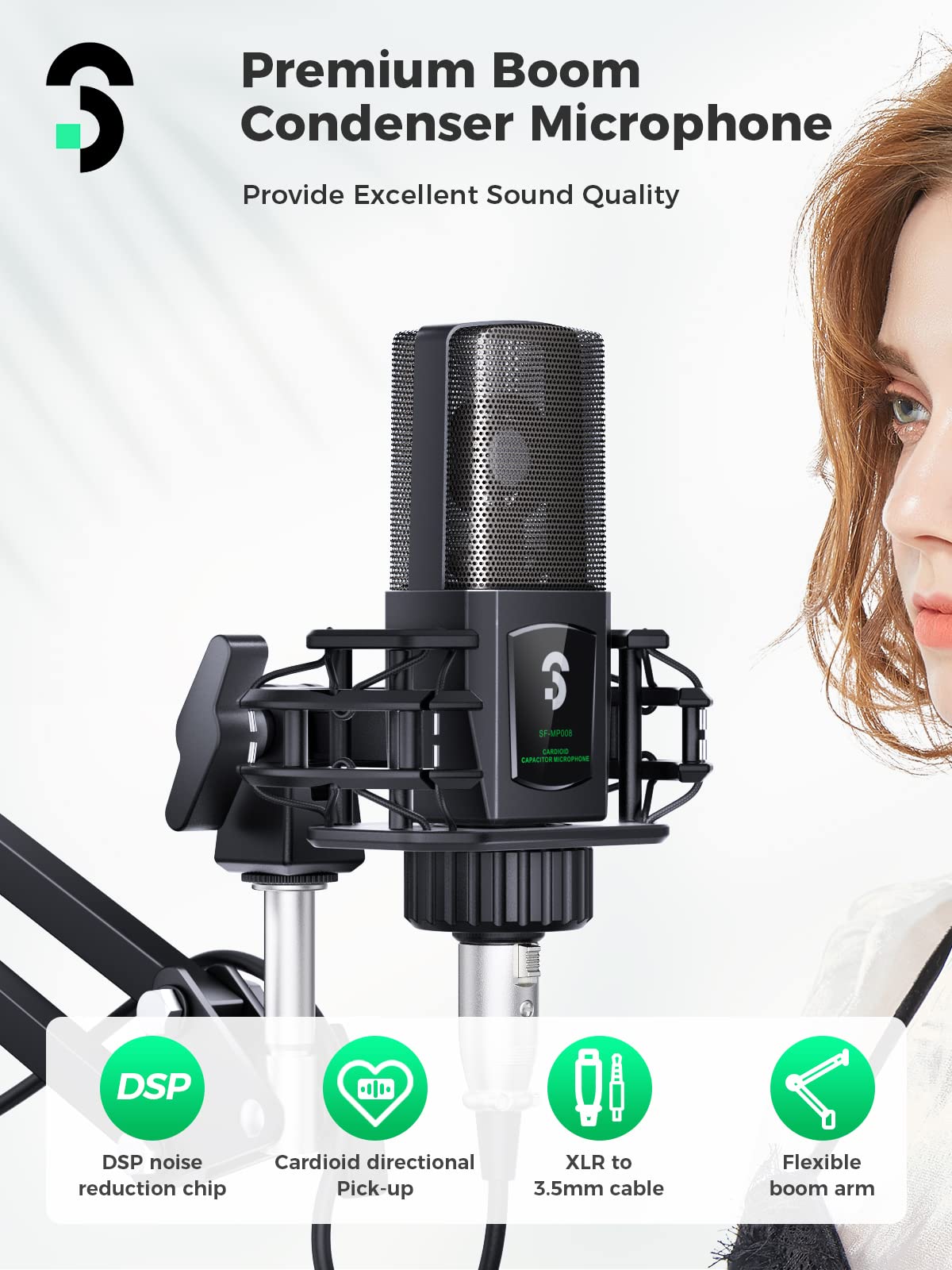 SOOMFON Podcast Equipment Bundle Condenser Microphone with Live Sound Card Mixer, Recording Studio Package Equipment for Podcasting, Live Streaming, Broadcasting and Recording