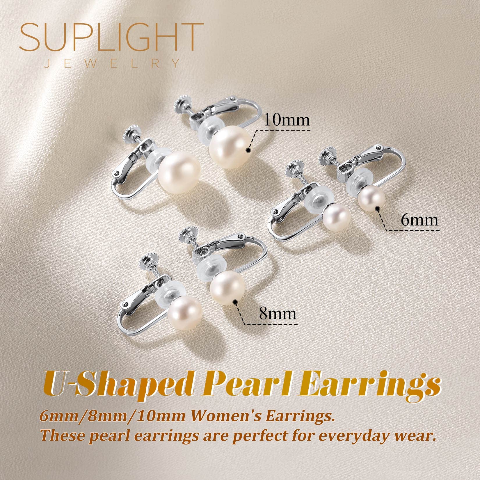 Suplight 925 Sterling Silver Pearl Stud Earrings 4mm Small Freshwater Pearl Earrings for Women