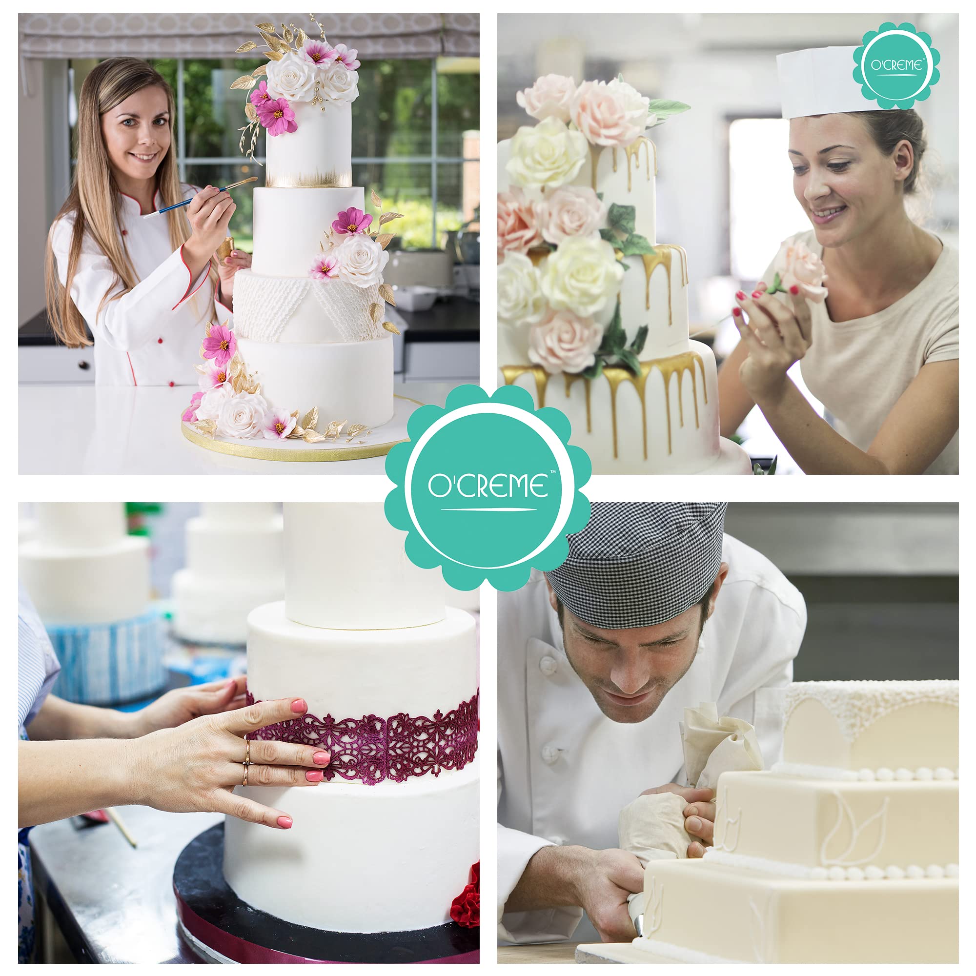 O'Creme Polystyrene Dummy Cake Decorating Display for Baked Goods Bakery Supplies Square Shape (4”H x 8”)