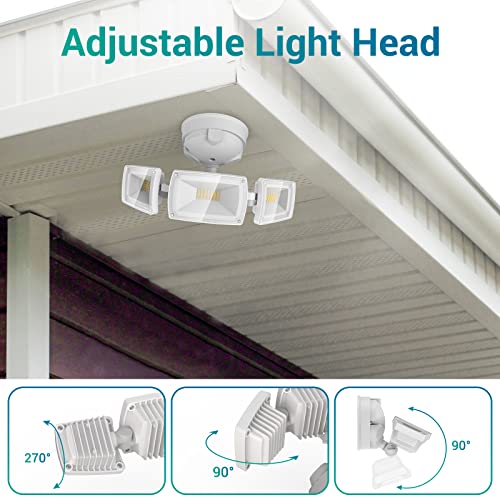 USTELLAR 55W Flood Lights Outdoor, Switch Controlled LED Flood Light Outdoor 5500LM 5000K, IP65 Waterproof Exterior Security Light,Outside Spotight for Garage Eave Yard 2 Pack (White)