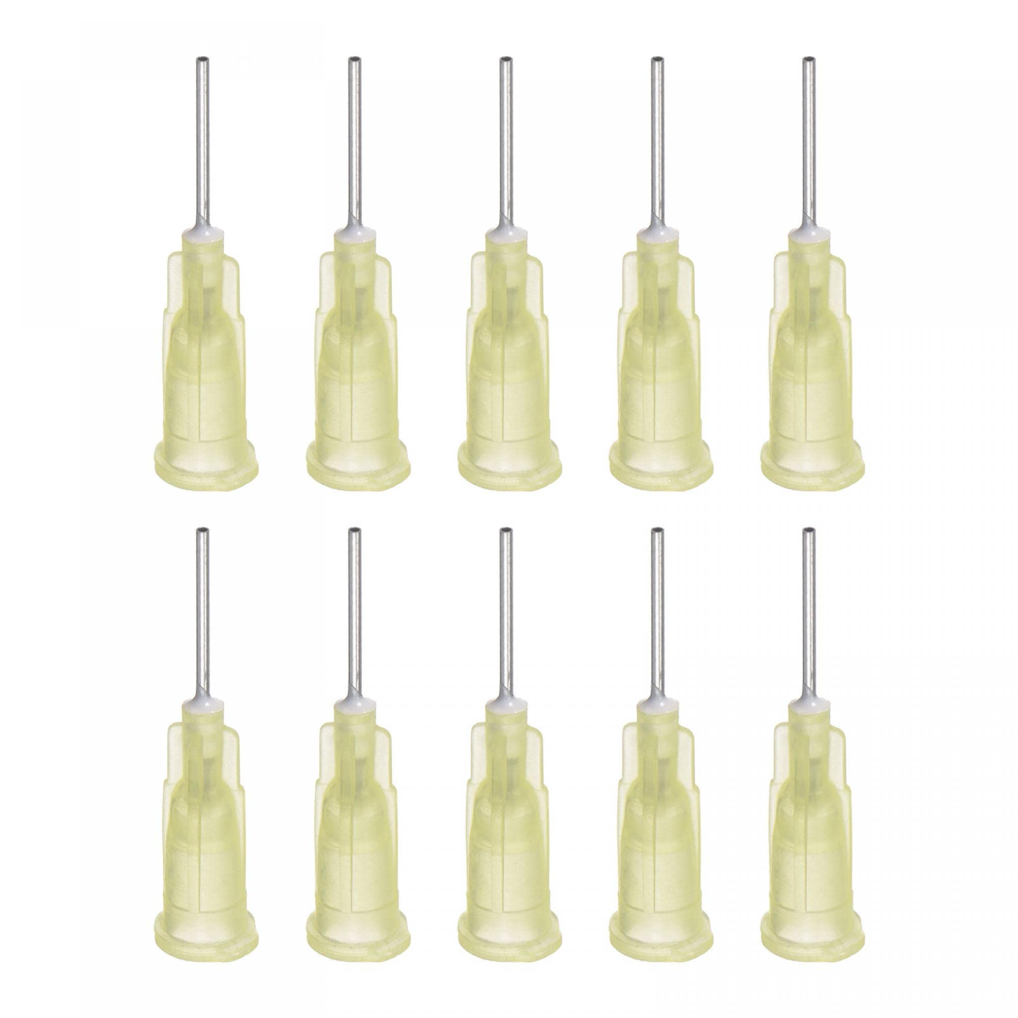 uxcell Industrial Blunt Tip Dispensing Needle with Luer Lock for Liquid Glue Gun, 20G 1/2", 10 Pcs (Yellow)