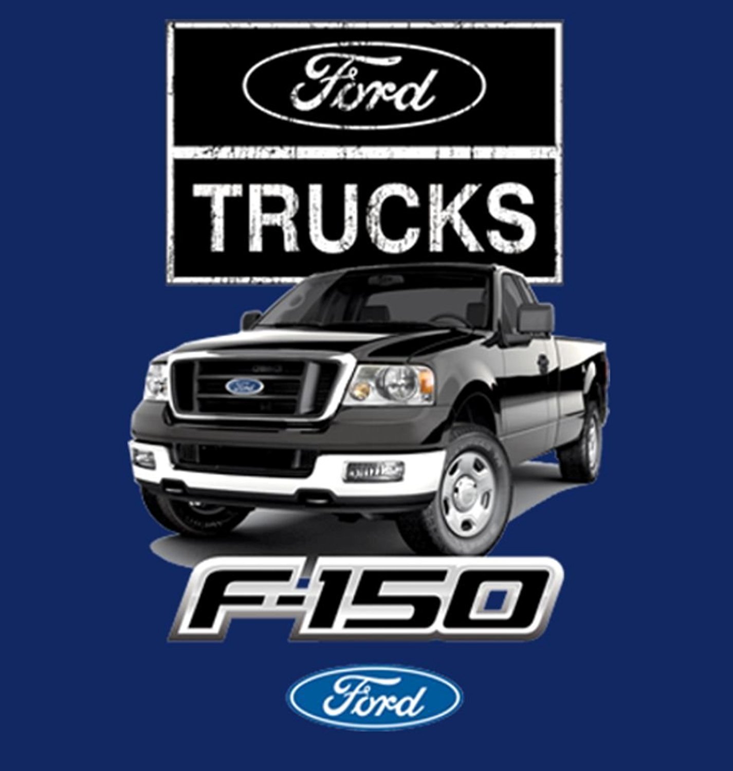 Lucky Ride FORD TRUCKS F-150 Black 4x4 BUILT TOUGH HOODIE SWEATSHIRT, Navy, XL