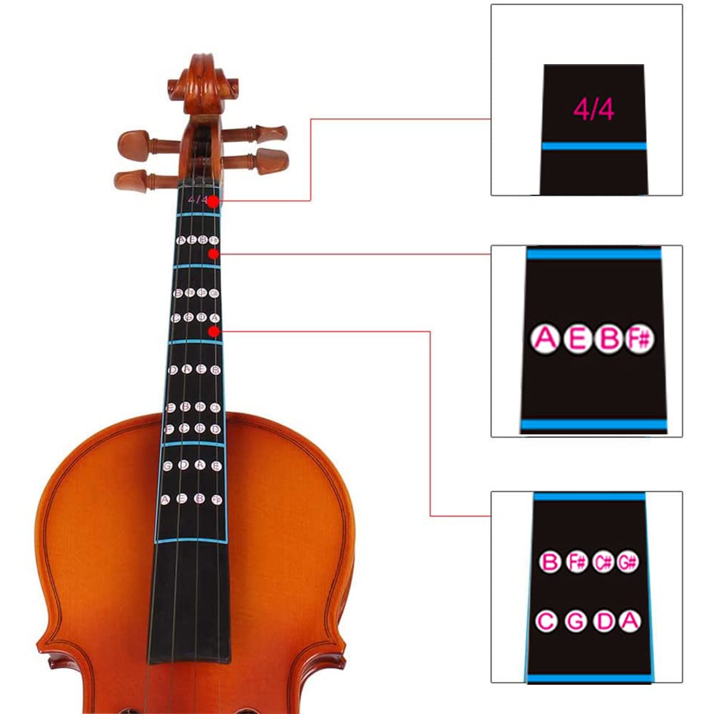 TOULLGO Finger Guide for Violins Fiddle Fingerboard Sticker Violin Finger Guide, Detachable and Reusable 4/4 Violin Fingering Stickers for Beginners to Practice, 2PCS