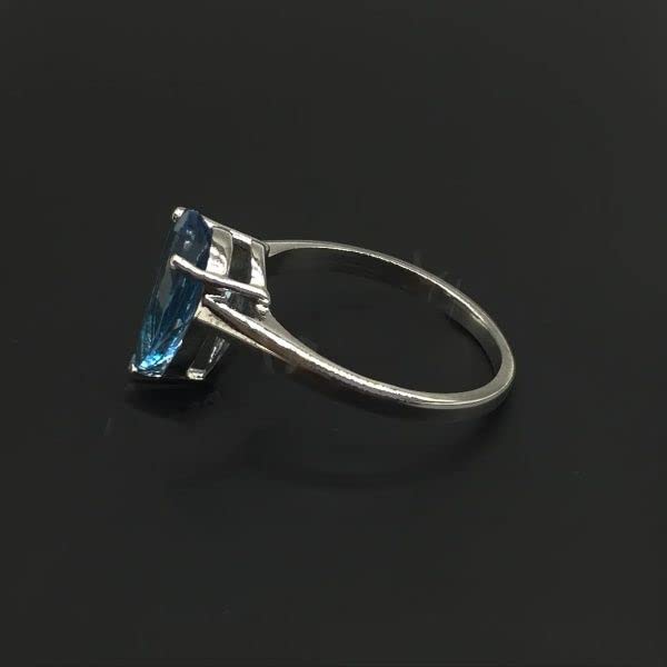 Swiss Blue Topaz Ring,925 Sterling Silver Ring,Wedding Ring,Promise Ring,Silver Jewelry (Ring Size-7)