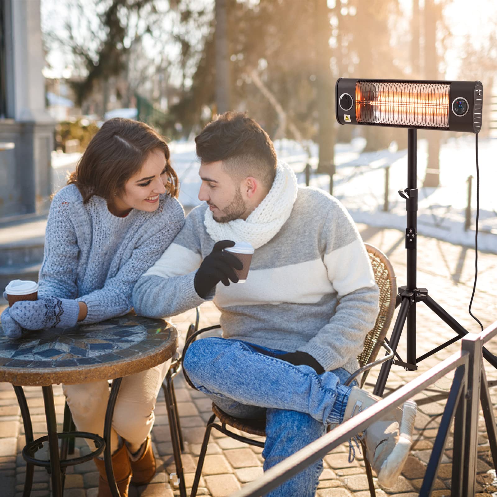 Uthfy Outdoor Patio Heater,Electric 1500W Infrared Patio Heater with Remote,Outdoor Space Heater with Tripod,IP45,9Hours Timer,Overheating Protection