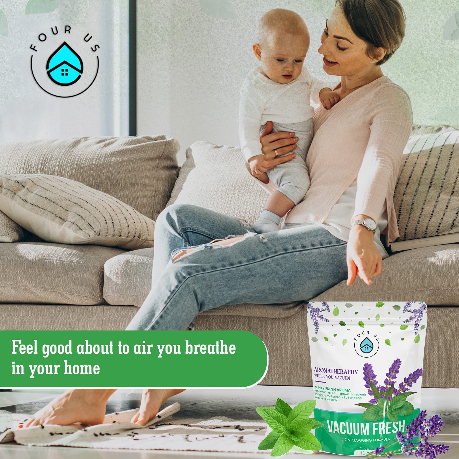 Vacuum Fresh Air Deodorizer Pet Odor Eliminator Safe Natural Aromatherapy Non Clogging Smell Remover Fourus