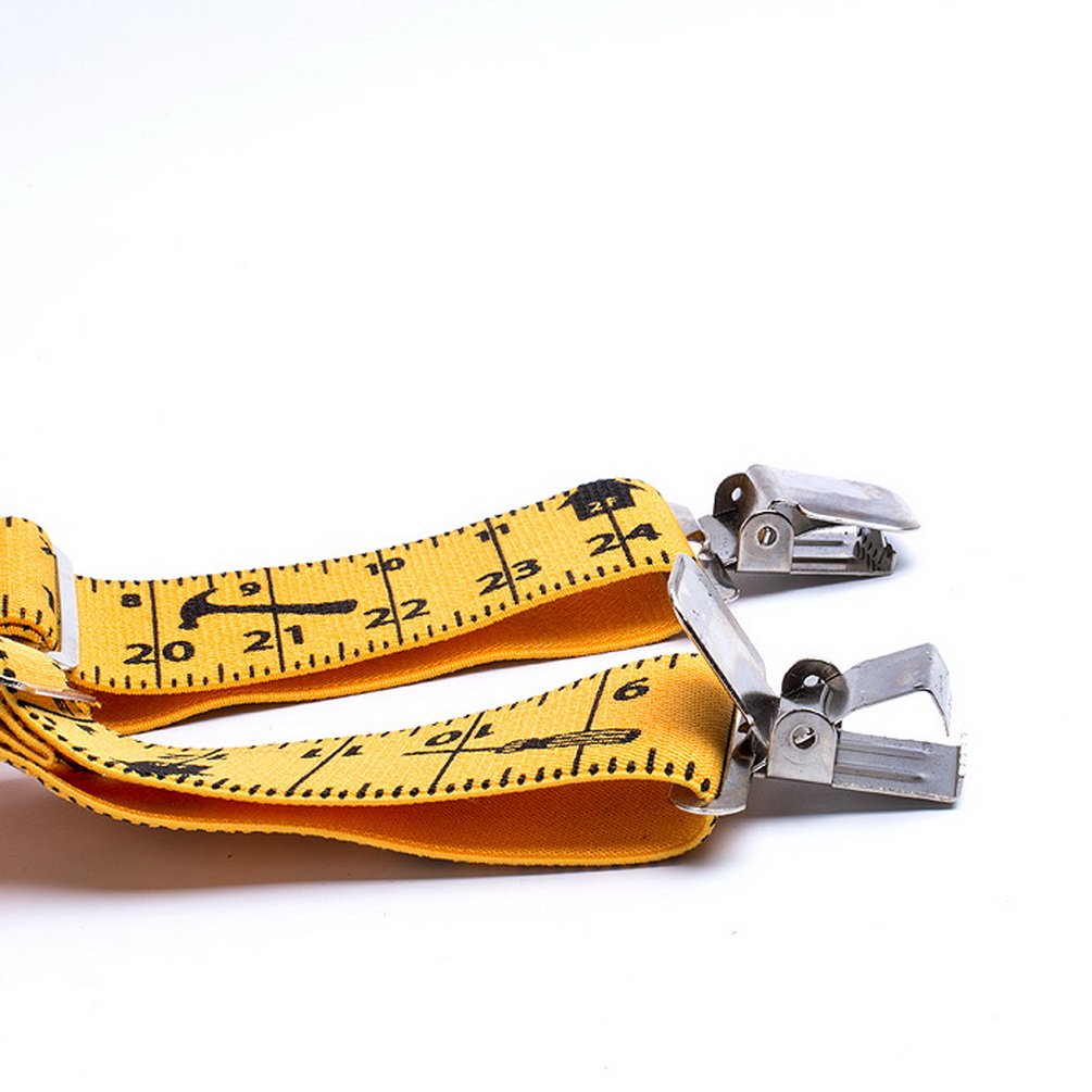 Mens Suspenders 2" Wide Adjustable and Elastic Braces X Shape with Very Strong Clips - Heavy Duty tape measure suspenders for men (Rule)
