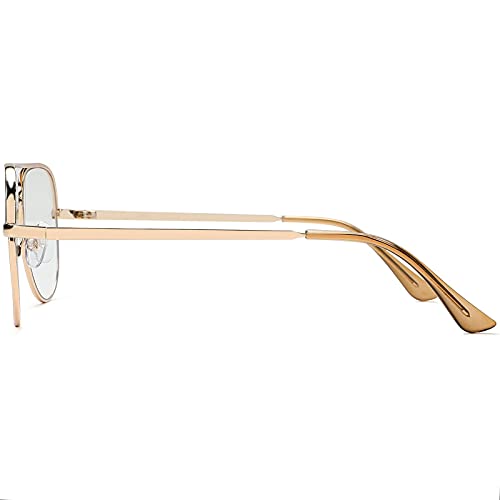 Pro Acme Aviator Classic Non-Prescription Clear Lens Glasses for Women and Men Durable Metal Eyewear Frame (Gold)
