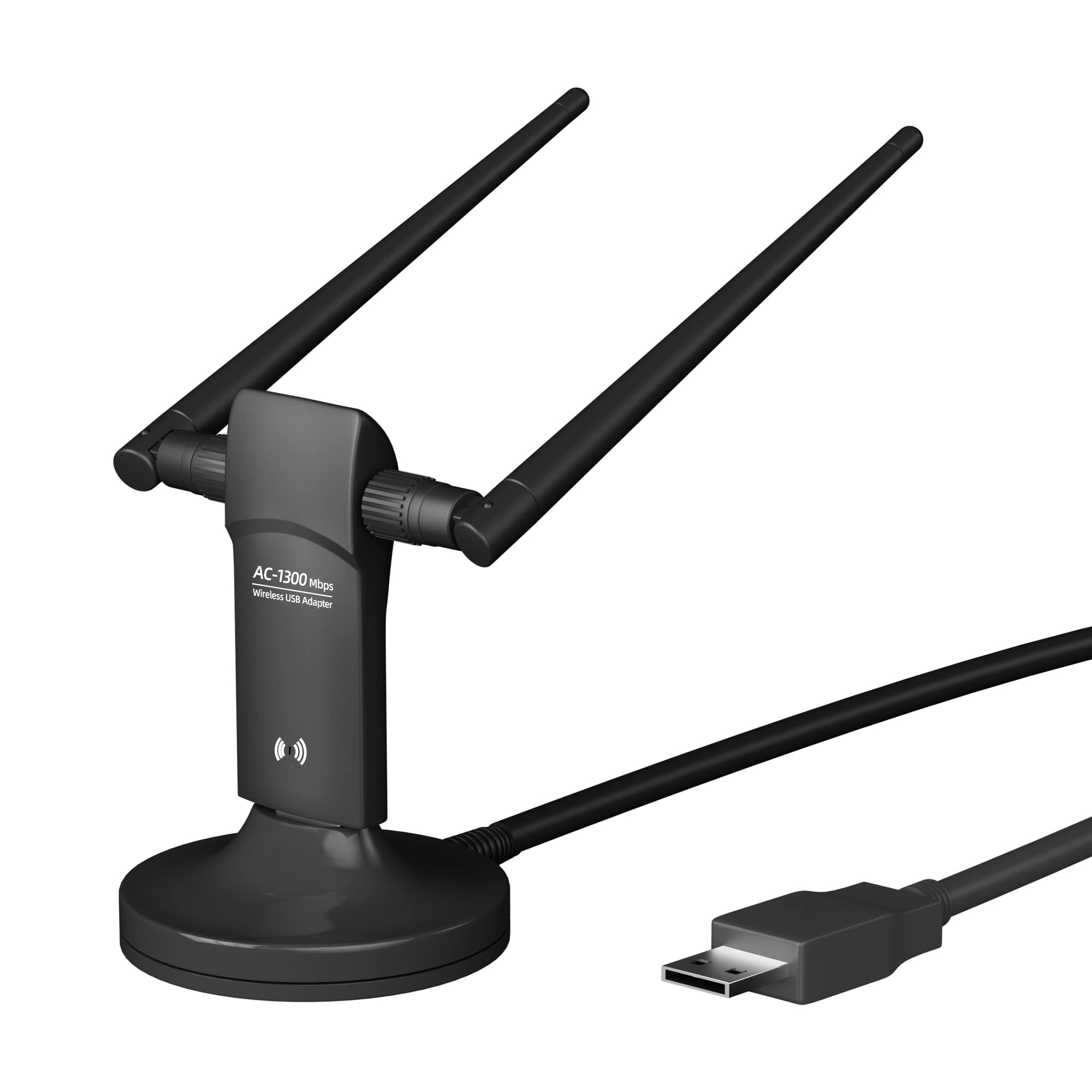 Zoolan 1300Mbps Long Range USB WiFi Adapter for PC: Desktop Laptop of Windows 11/10/8.1/8/7, USB Wireless Adapter Dual Band 2.4GHz 400Mbps + 5.8GHz 867Mbps, 2X 5dBi High Gain Antennas, USB 3.0 Cradle