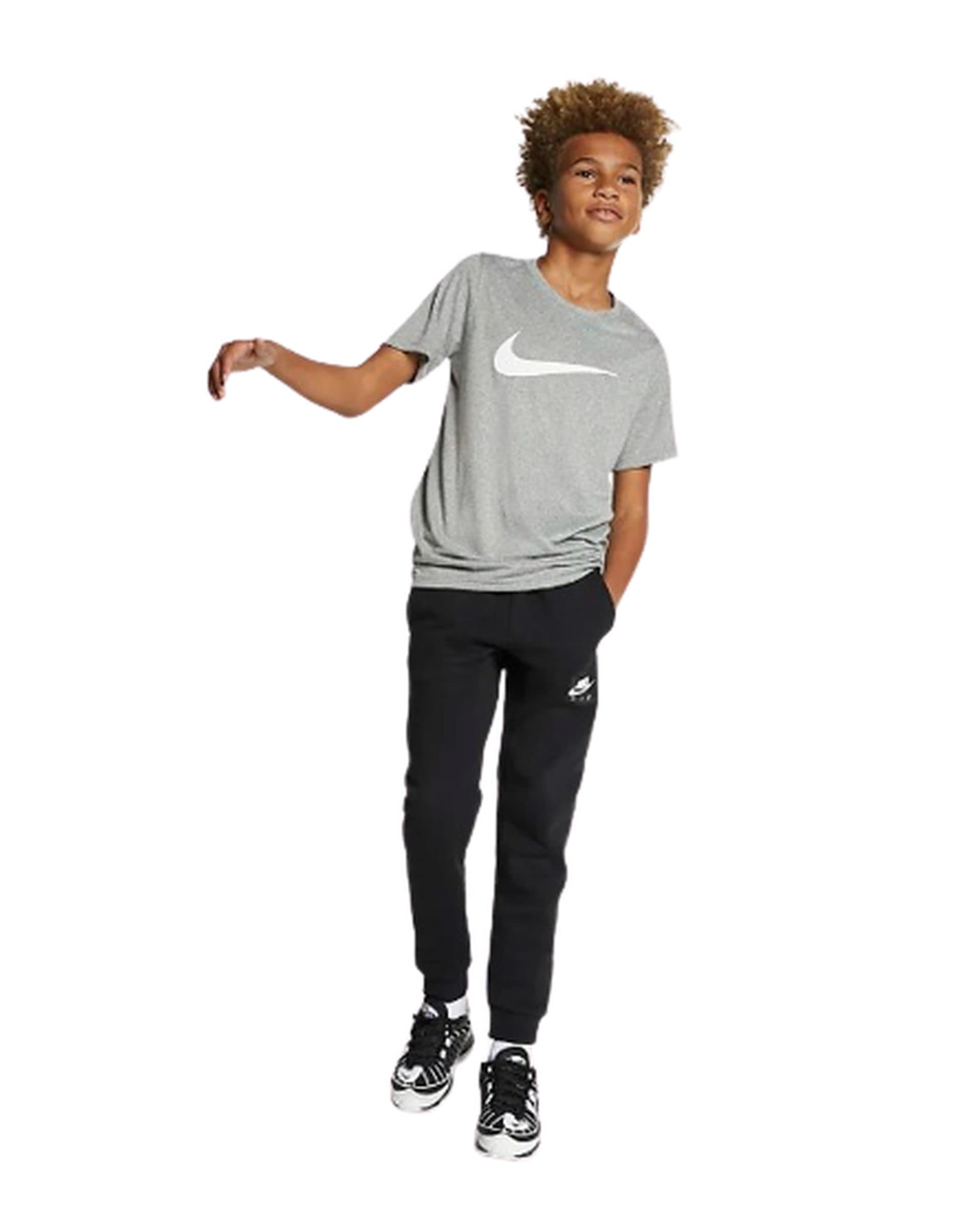 Nike Boy's Dry Short Sleeve Training T-Shirt (Little Kids/Big Kids) Dark Grey Heather/White XL (18-20 Big Kid)