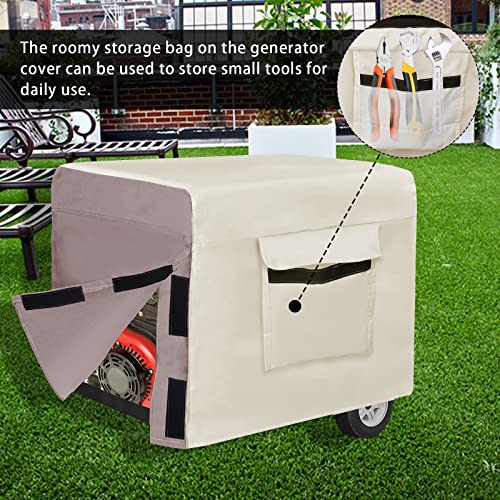 XYZCTEM Heavy Duty Waterproof Universal Generator Cover 38 x 28 x 30 inch - fits up to Most Generators 5500-15000 Watt, Beige & Khaki