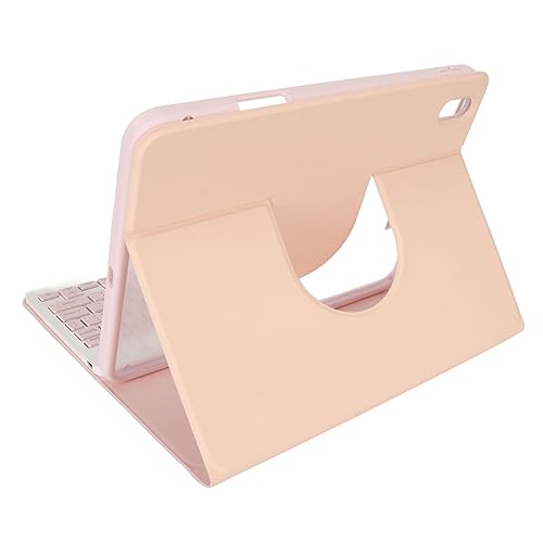 Portable Keyboard, 180mAh Battery PU Leather PC Pen Holder Magnetic Rotating Design Precise Cutouts Wireless Keyboard with Case for 2022 Tablet (Pink)