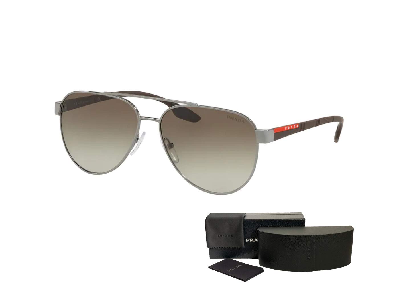 Prada PS54TS LIFESTYLE 5AV1X1 58M Gunmetal/Green Gradient Aviator Sunglasses For Men + BUNDLE with Designer iWear Eyewear Kit