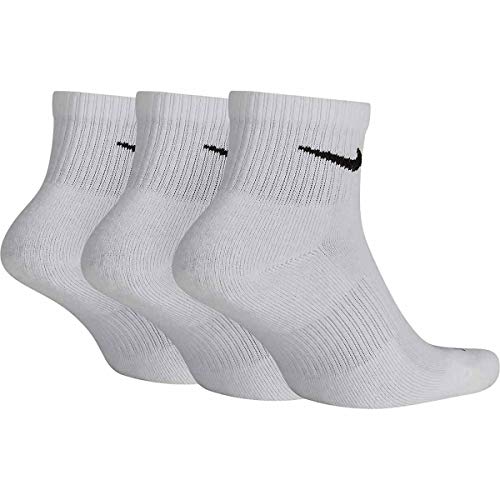 Nike Everyday Plus Cushion Ankle Socks 3-Pair Pack White/Black LG (US Men's Shoe 8-12, Women's Shoe 10-13)