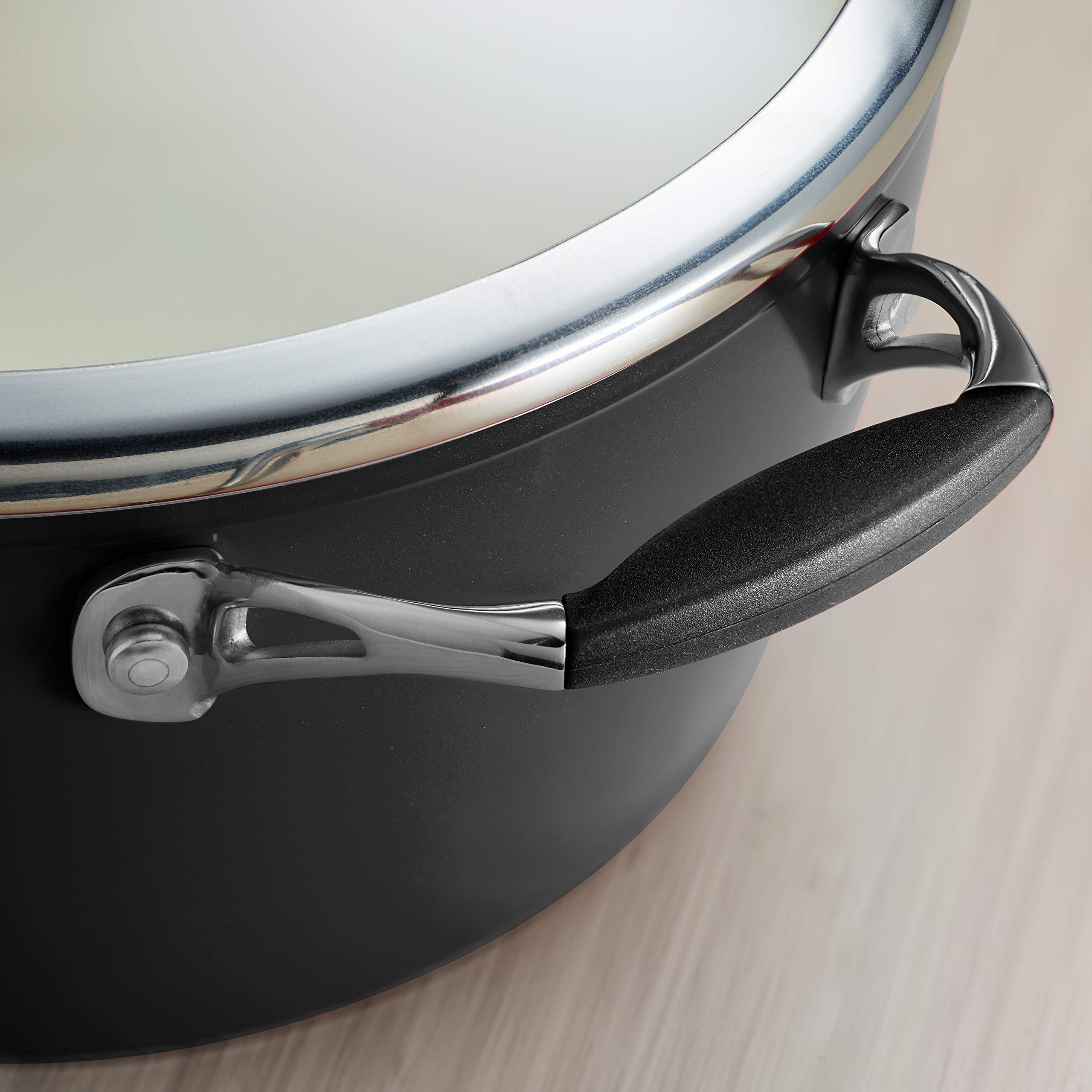 Tramontina Deluxe Covered Deep Skillet Aluminum 11-inch, Metallic Black, 80110/021DS
