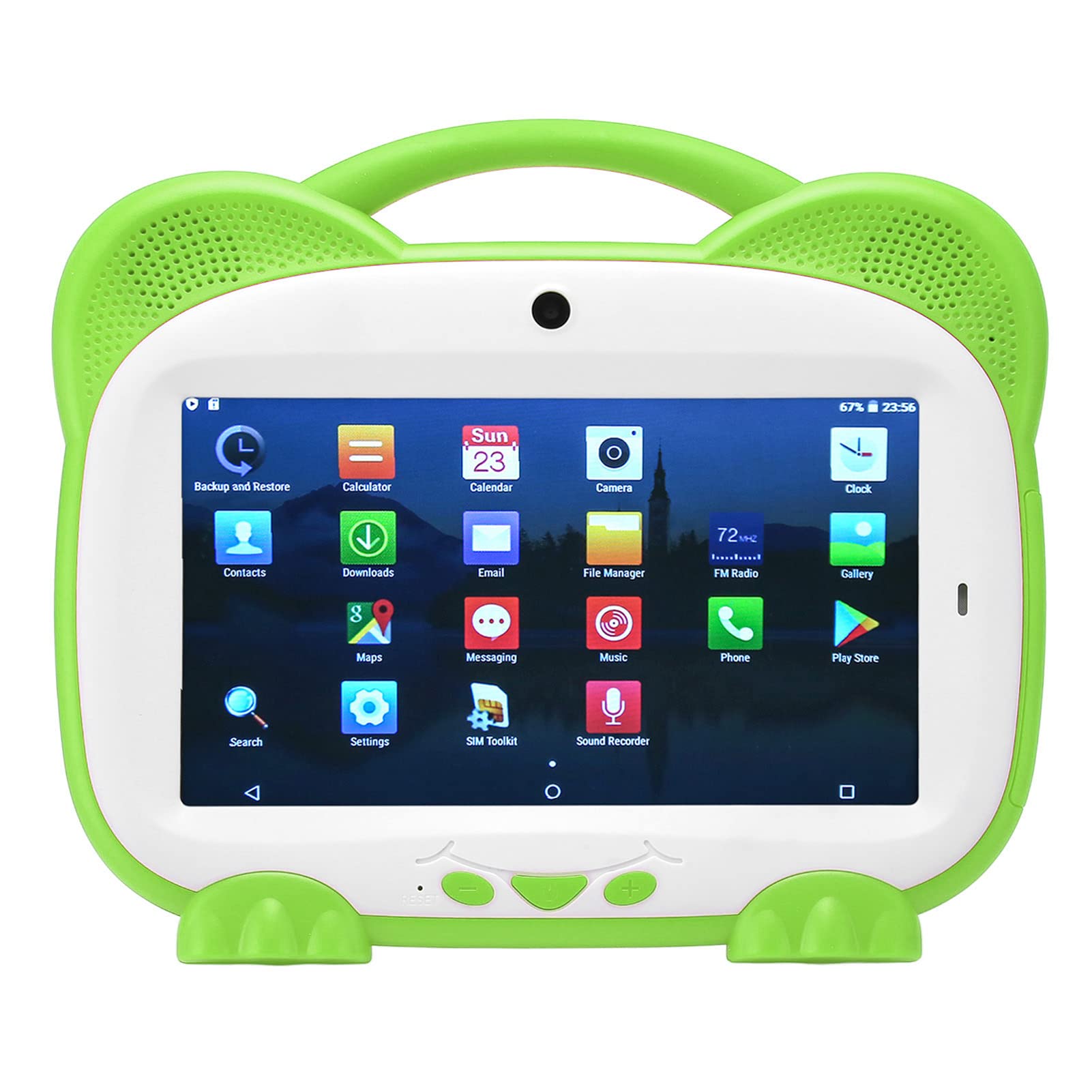 Qinlorgo Tablet PC for Kids, 5500mAh US Plug 100‑240V Support WiFi 7 Inch HD 1080P Kids Tablet for Boys (Green)