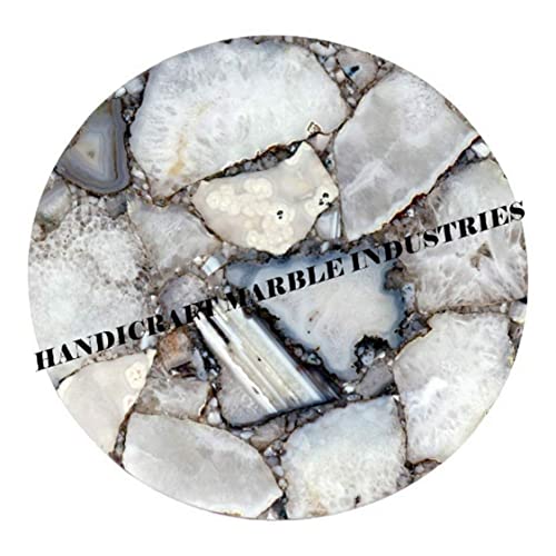 White Agate Stone Round Table Top, Counter Top Natural Agate Table Top, Natural Salt Agate Table Top, Agate Side Table, Agate GemStone Quartz - Furniture, Piece Of Conversation, Family HeirLoom