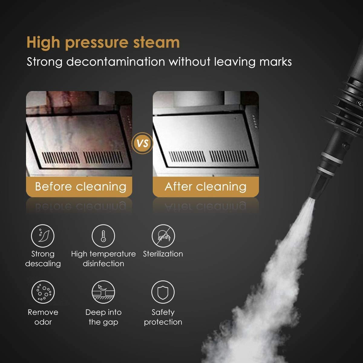 PentaBeauty MUL, Au, Handheld Pressurized Steam Cleaner with 9-Piece Accessory Set - Multi-Purpose and Multi-Surface All Natural, Chemical-Free Steam Cleaning for Home, Auto, Patio, More, 2019-WHITE