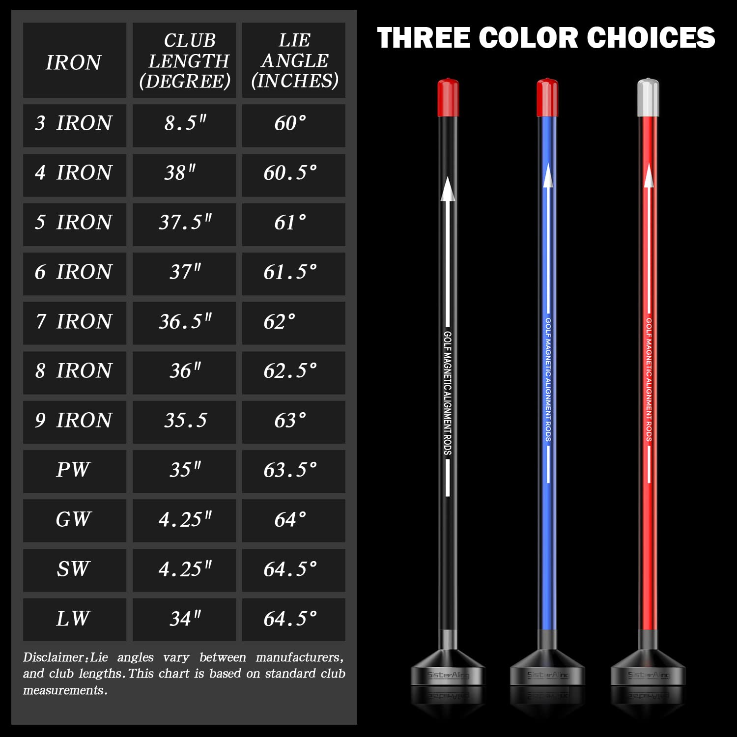 SisterAling Golf Magnetic Alignment Rods,Golf Club Alignment Sticks,Magnetic Swing Training Aid Accessories Visualize Calibrate Golf Shots,hit The Target with The Right Golf Swing,Golf Gift