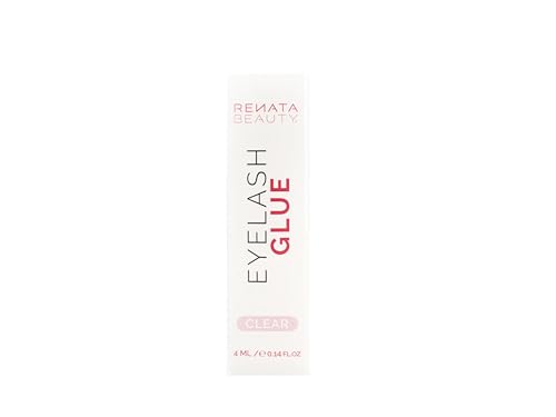 Renata Beauty Lash Glue for False Eyelash Extensions β 24 Hour Transparent Glue for False Lashes β Waterproof Cluster Lash Glue with Dual Function Flexible Brush Tube β Compatible with Glue Remover