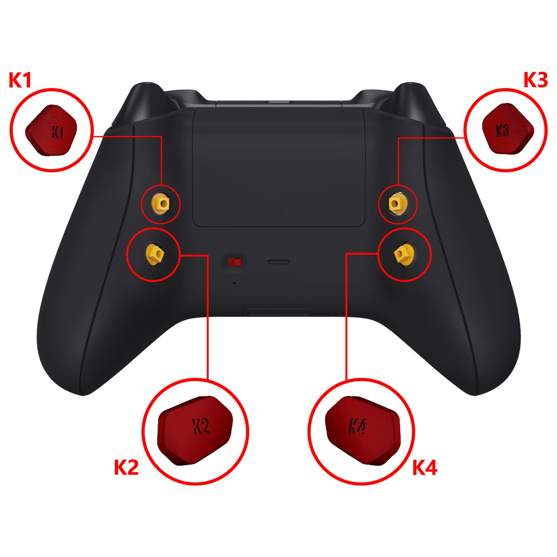Scarlet Red Replacement Redesigned K1 K2 K3 K4 Back Buttons Paddles & Toggle Switch for Xbox Series X/S Controller eXtremerate Hope Remap Kit - Controller & Hope Remap Board NOT Included