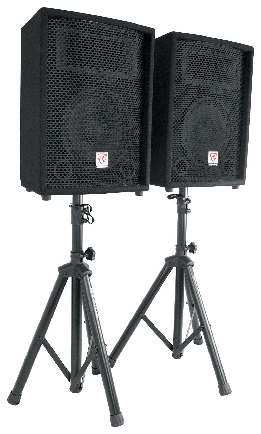 Rockville Package PA System Mixer/Amp+10" Speakers+Stands+Mics+Bluetooth, (RPG2X10)