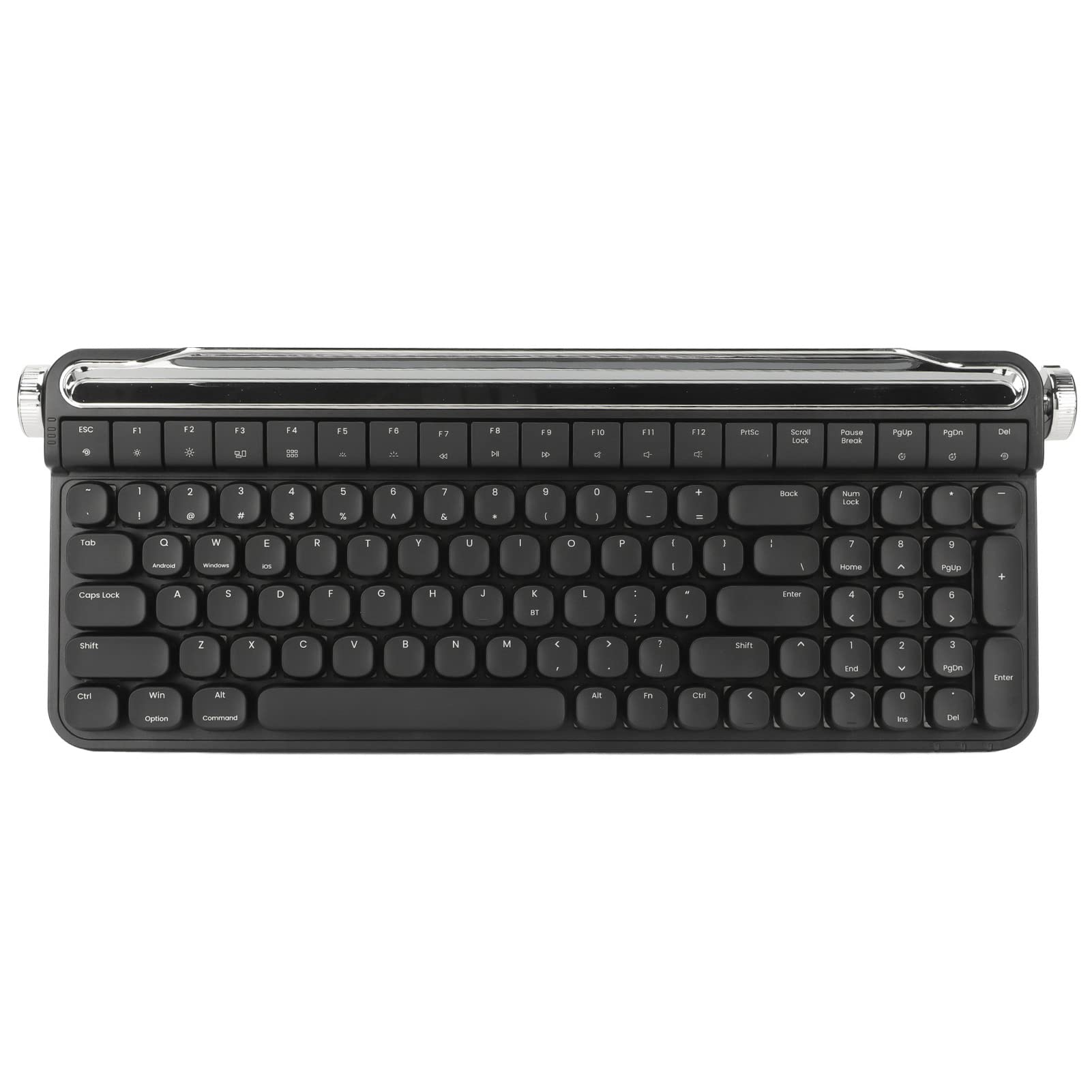 TOPINCN Typewriter Keyboard, 1500mAh Battery Dual Connection Modes Red Switch Retro Bluetooth Mechanical Keyboard with Keypad for Gaming (Black)