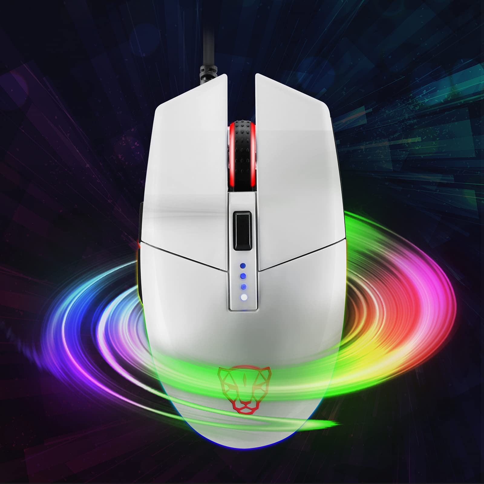 Motospeed V50 Wired Gaming Mouse, 4,000 DPI, Rainbow Optical Effect LIGHTSYNC RGB