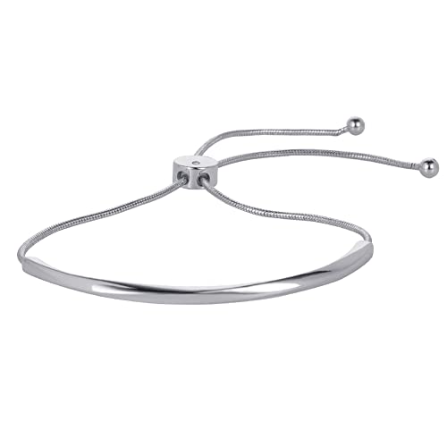 Silver Adjustable Slider Bracelets for Women Dainty Bar Friendship Bangle Bracelet Simple Fashion Jewelry, White Gold