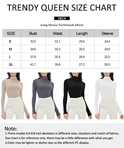 Trendy Queen Womens Long Sleeve Mock Turtleneck Fall Fashion Stretch Tight Lightweight Basic Slim Fit Layering Soft Business Casual High Neck Thermal Underwear Shirts Grey