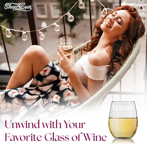 shop4ever Teacher Definition Laser Engraved Stemless Wine Glass Teacher Appreciation Day, Novelty Idea Gifts for Teacher, Retirement, Birthday