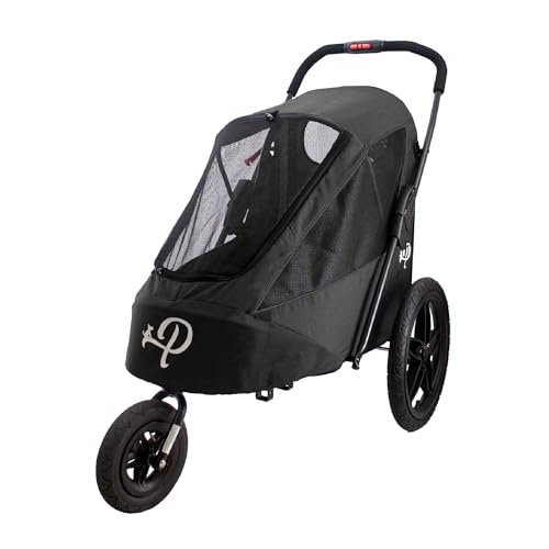 Petique Breeze Jogger, Dog Cart for Medium Size Pets, Ventilated Pet Stroller for Cats & Dogs, Black