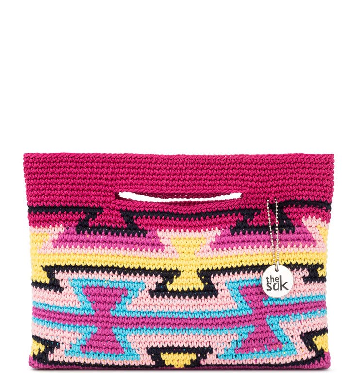 The Sak Linden Convertible Crossbody Bag in Crochet, Adjustable Multi Use Strap, Sunset Artis
