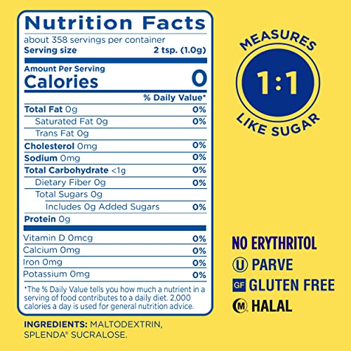 SPLENDA No Calorie Sweetener, Granulated Sugar Substitute, Resealable Twin Pack Bags, 25.22 Ounce (Each Pouch: 12.61 oz)