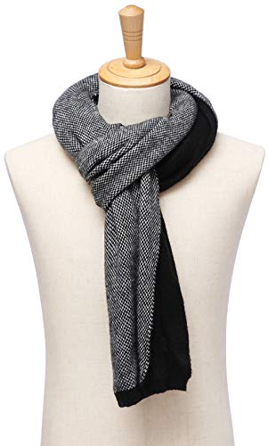Mio Marino Mens Premium Winter Scarf, Soft Knit Scarves - Black & White - One Size