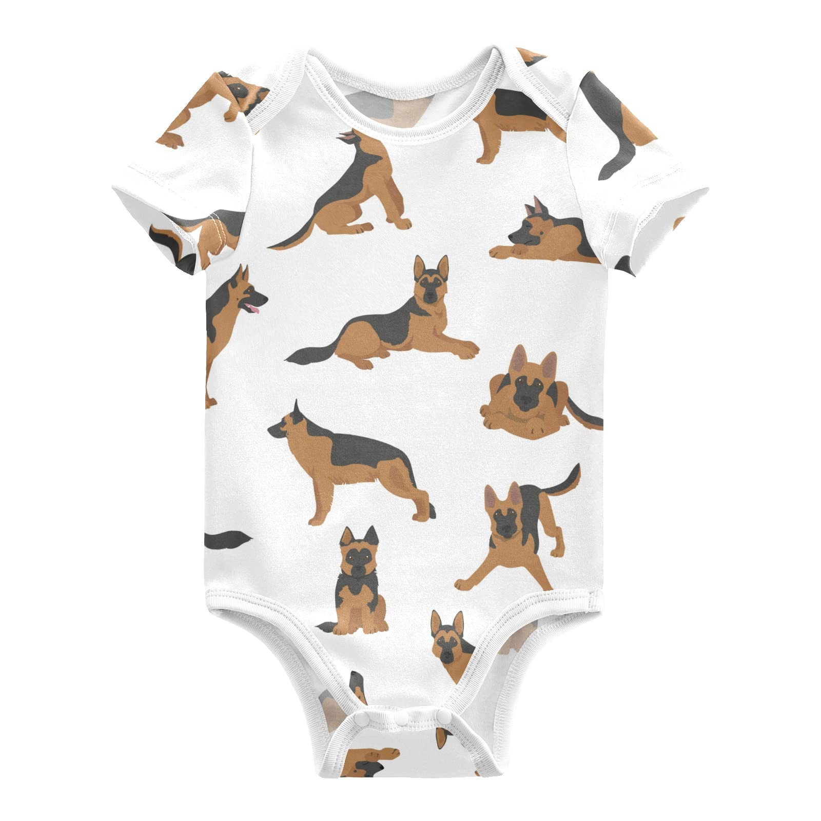 vvfelixl Baby Bodysuits German Shepherd Dogs Short Sleeve Cotton Baby Suits For Boys Girls 0-3 Months