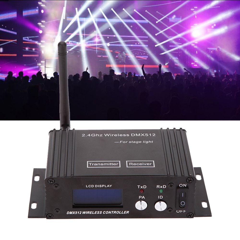 Shineslay 2.4G Wireless DMX 512 Controller T-ransmitter Receiver LCD Display Power Adjustable Repeater Lighting Controller