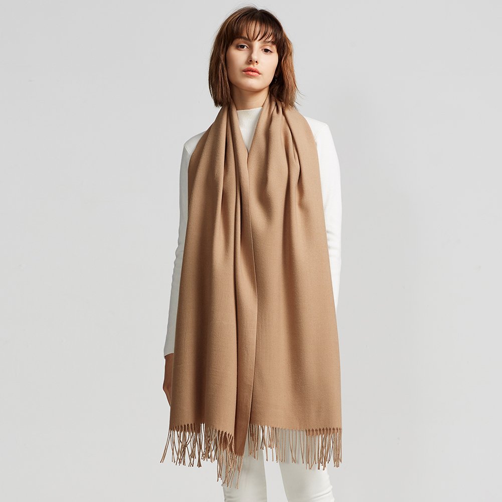 maamgic Women's Scarf Pashmina Shawls and Wraps for Evening Dresses Travel Office Winter Wedding Cashmere Feel Large Scarves Tan/Camel